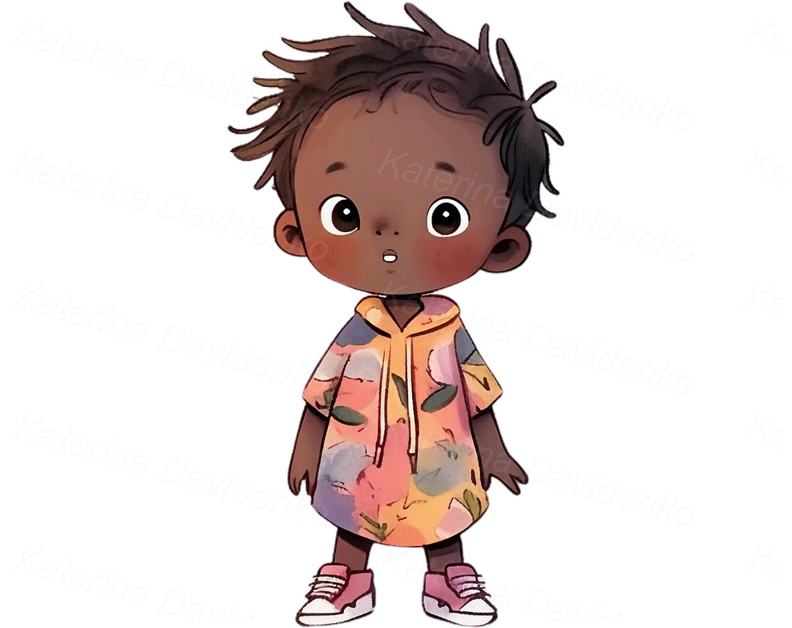 Set of Cute Standing Children, Full Height. Preschooler Cartoon Little ...