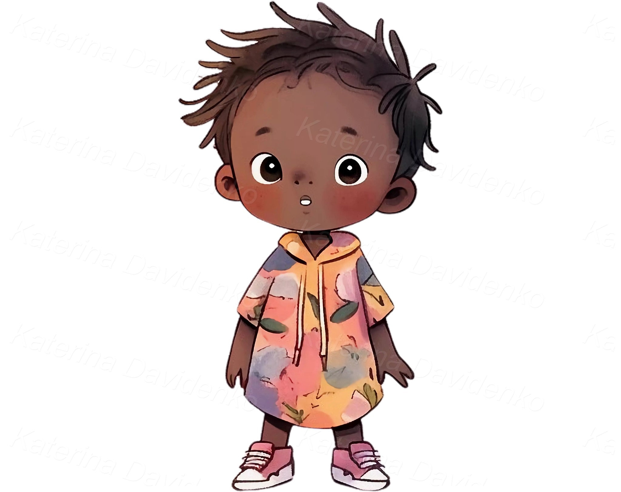 Set of Cute Standing Children, Full Height. Preschooler Cartoon Little ...