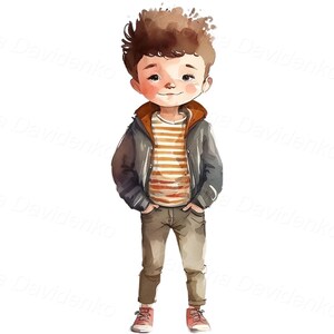 Cartoon Little Kids Standing in a Row, PNG Clipart, Watercolor Smiling ...