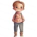 Smiling Cartoon Watercolor Little Kids in Spring Casual Clothes ...