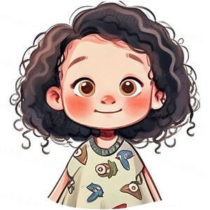 Collection of Cute Cartoon Kids Clipart PNG Set of Little Girl Faces ...