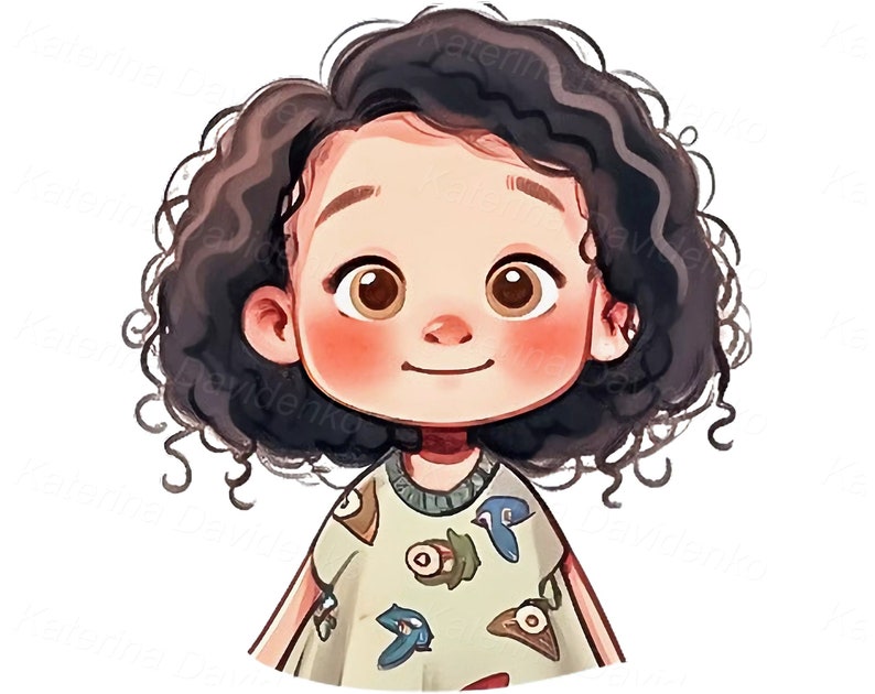 Collection of Cute Cartoon Kids Clipart PNG Set of Little Girl Faces ...