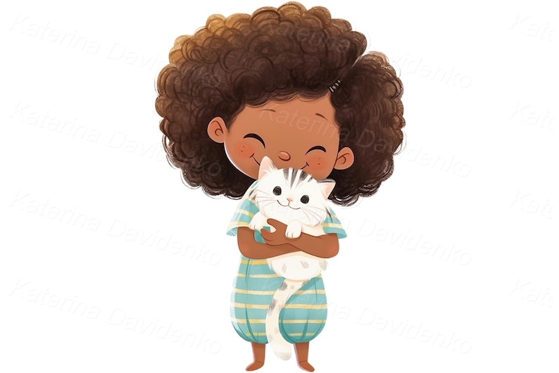 Cartoon Happy Kids With Pets. Portraits of Cute Children With - Etsy