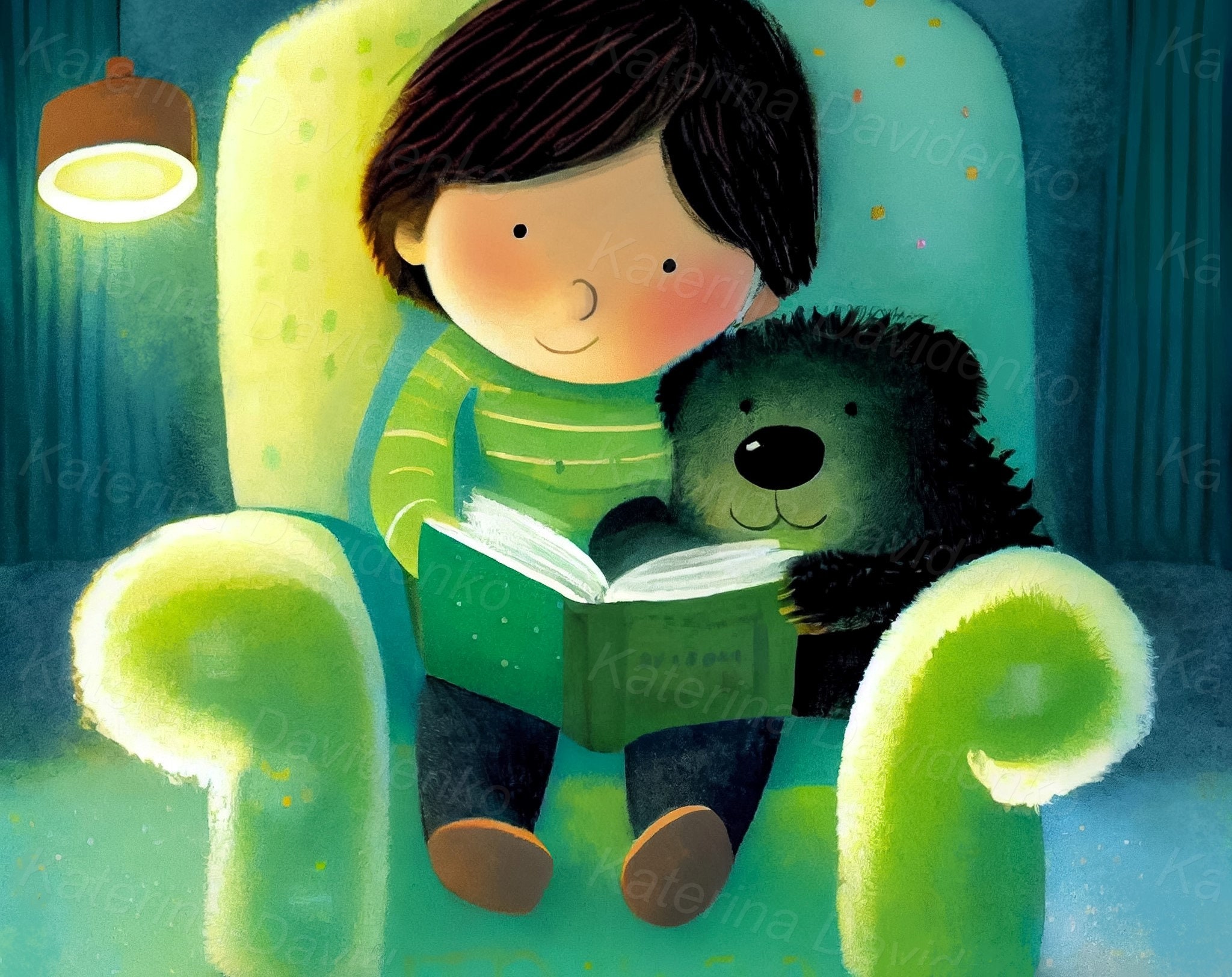 Clipart Set of Cartoon Little Kids Reading Books. Cute Boys and Girls ...