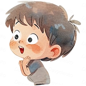 Big PNG Set of Watercolor Kids Clipart Children Face Expressions Kids ...