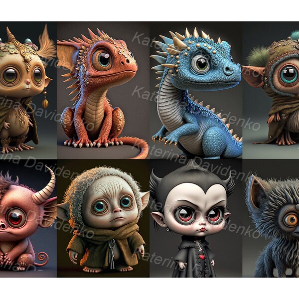 Cute Fantasy Characters Clipart - Etsy