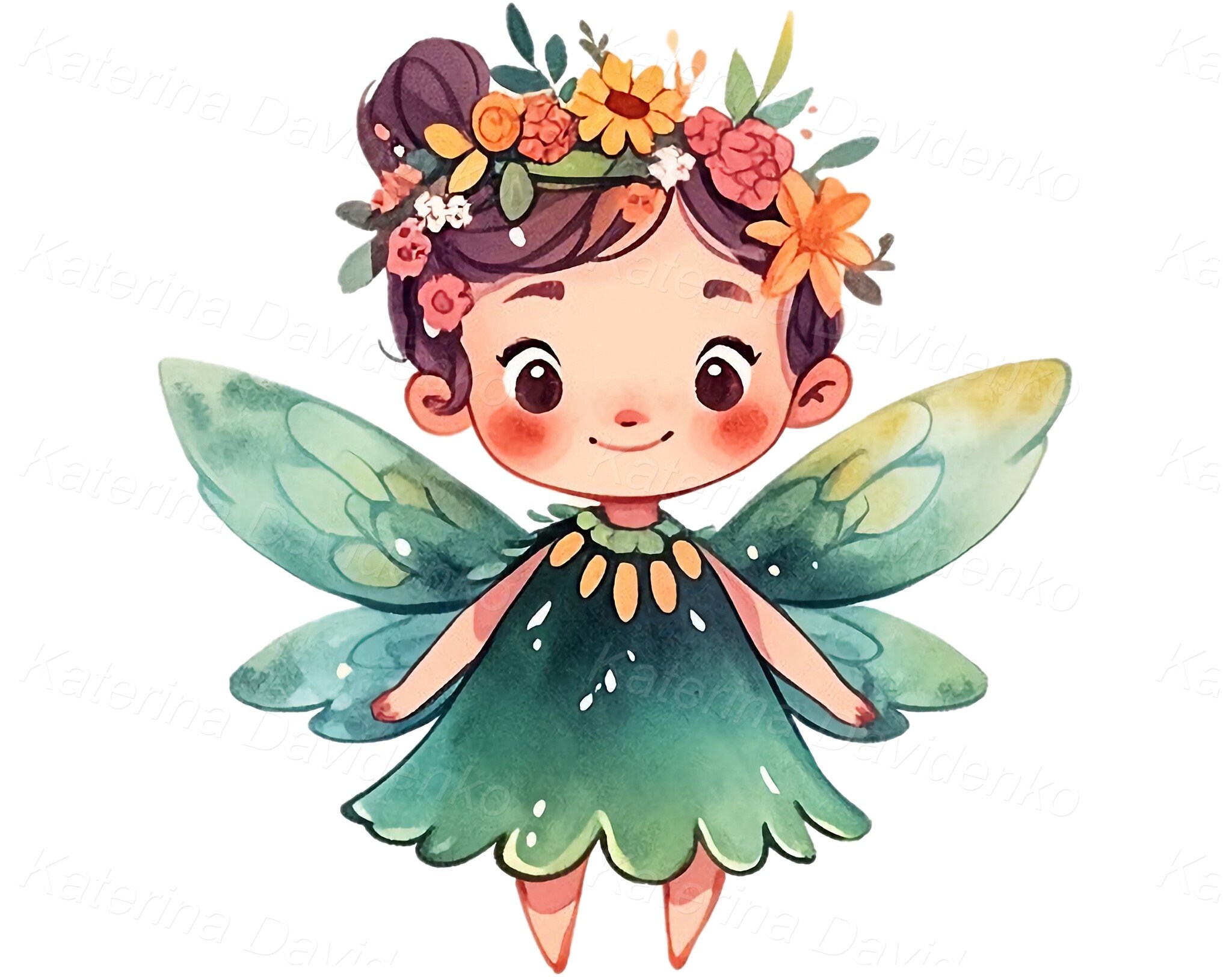 Fairy Clipart Set. Collection of Cute Cartoon Fairies With Flowers ...