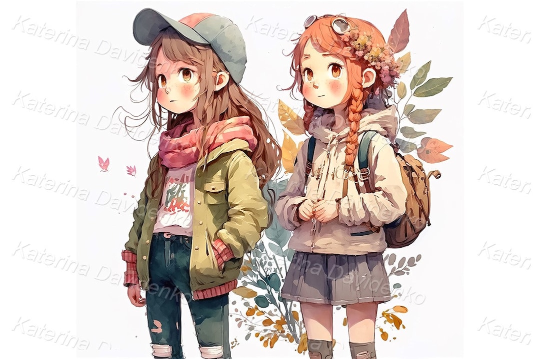 Two Anime Girl Best Friends