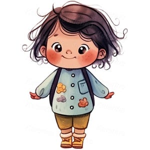 Cute Cartoon Little Kids Clipart. Isolated Preschool Children ...