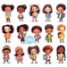 Cute Cartoon Multiethnic School Kids With Backpacks PNG Clipart Set ...
