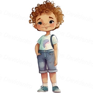 Funny Cartoon Little Multinational Kids in Different Casual Summer ...