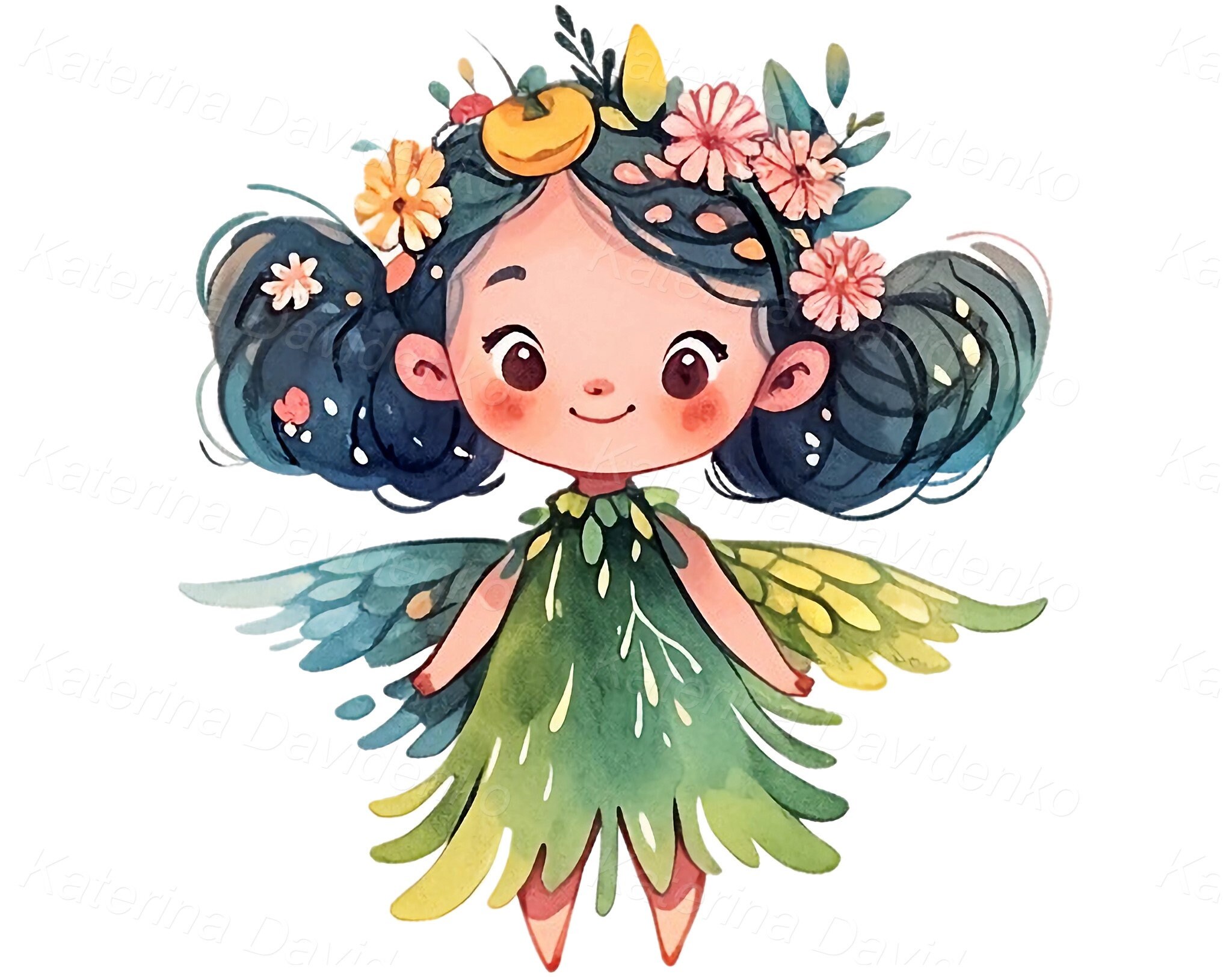 Fairy Clipart Set. Collection of Cute Cartoon Fairies With Flowers ...