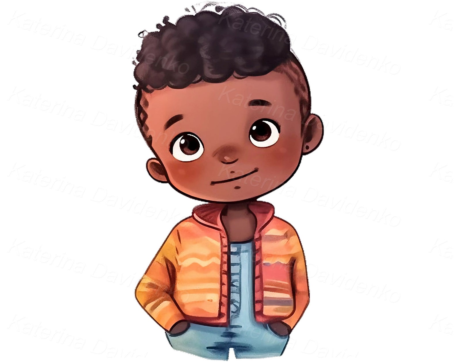 Set of Cartoon Happy Kids Portraits, PNG Clipart of Multiethnic ...