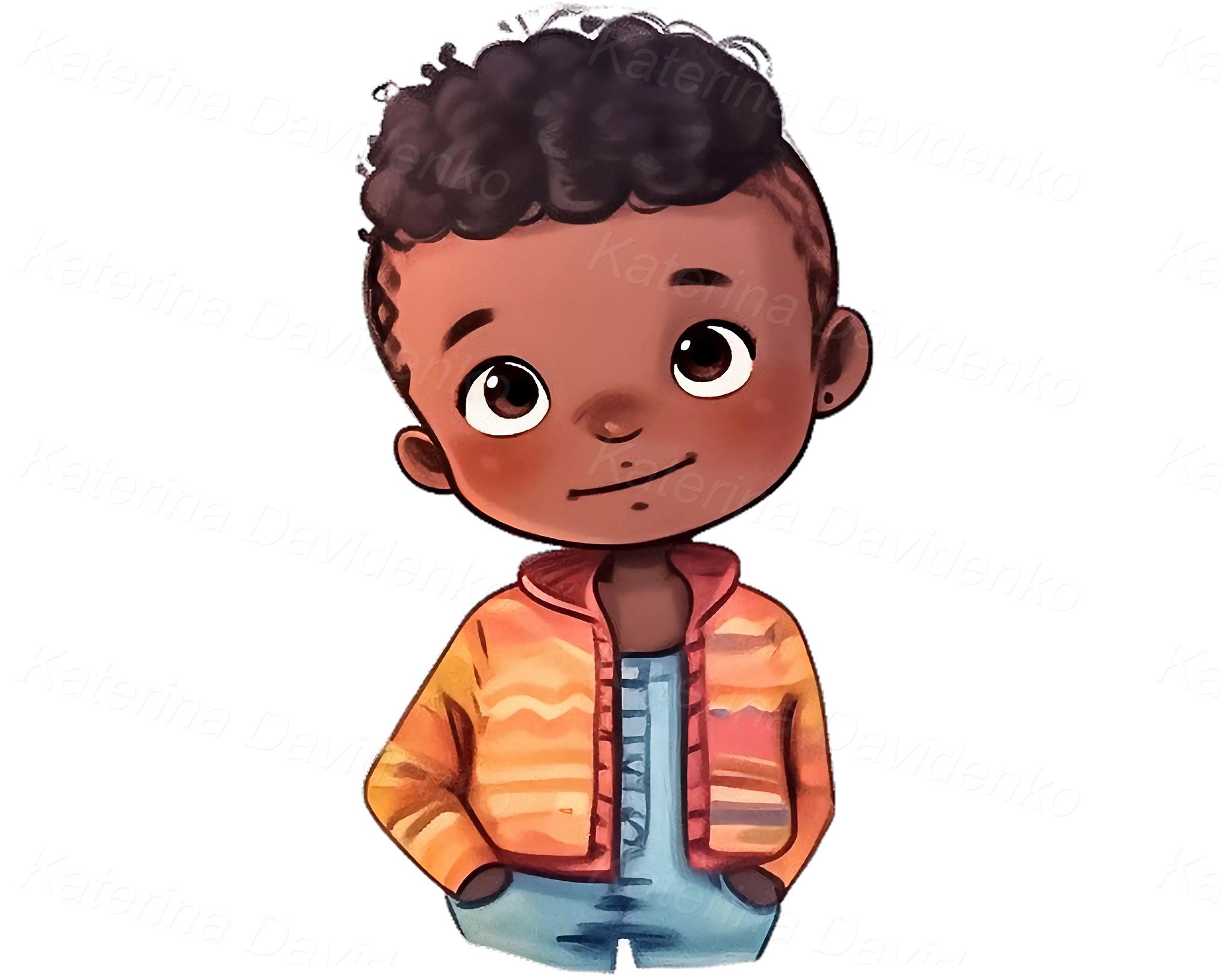 Set of Cartoon Happy Kids Portraits, PNG Clipart of Multiethnic ...
