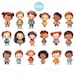 Set of Cartoon Happy Kids Portraits, PNG Clipart of Multiethnic ...
