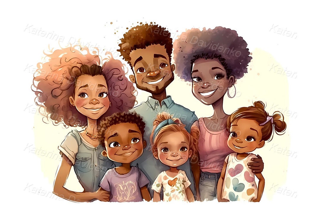 Happy Black Family Drawing