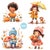 Set of Cartoon Smiling Children Standing in a Row. Transparent PNG ...