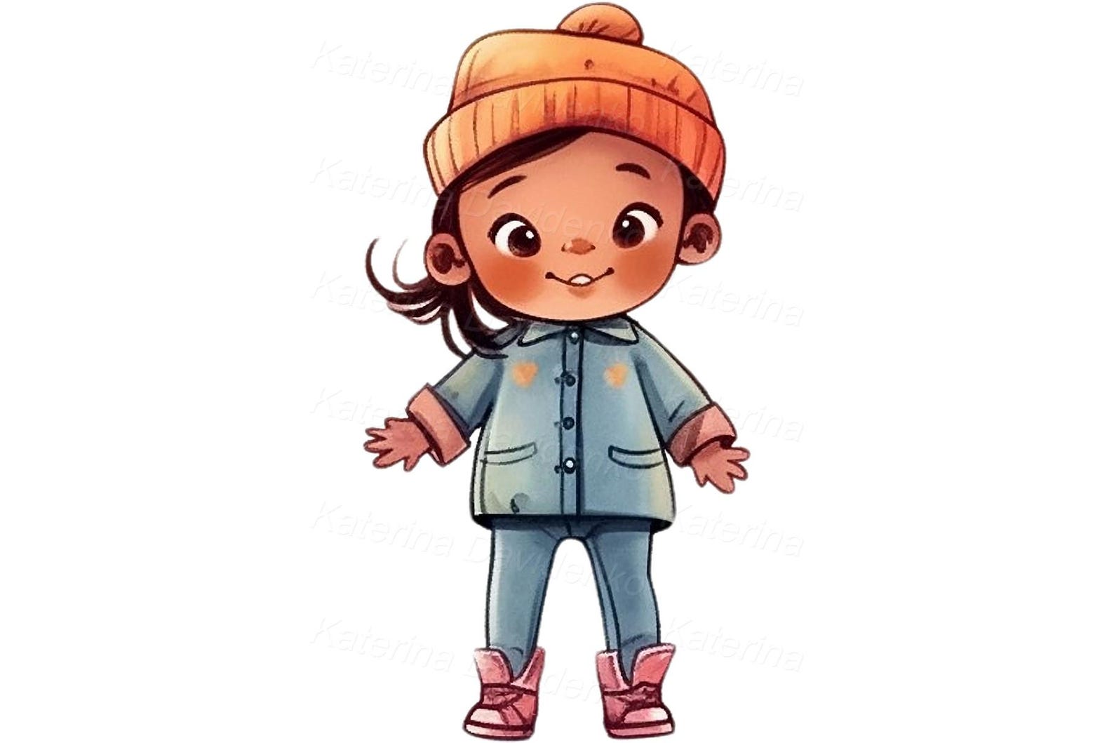 Cute Cartoon Little Kids Clipart. Isolated Preschool Children ...