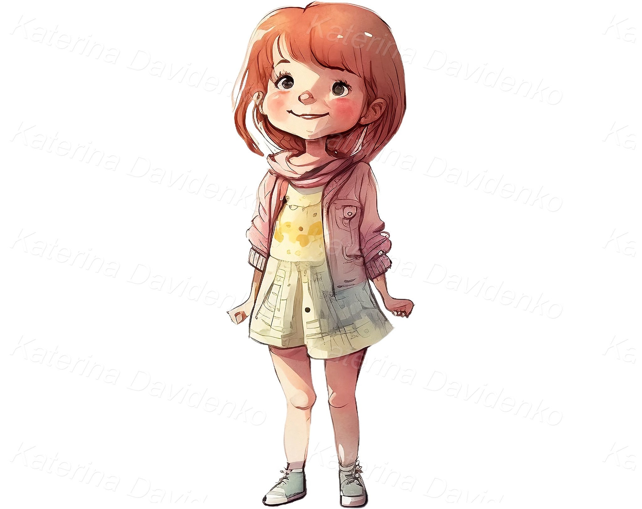 Cute Cartoon Kids With Different Hairstyles and Clothes Standing in a ...