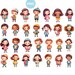 Set of Cartoon Smiling Children Standing in a Row. Transparent PNG ...