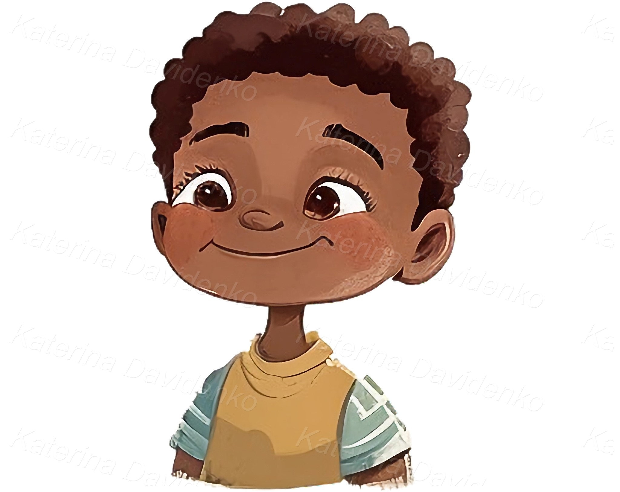Set of Multiethnic Cartoon Cute Little Boys and Girls, Smiling Kids ...