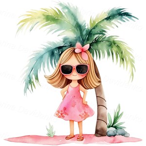 Collection of Watercolor Cartoon Kids Vacation PNG Clipart, Summer ...