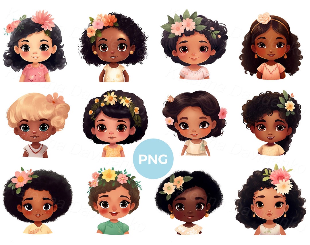 Cartoon Smiling Little Girl Faces Clipart, Collection of Kids PNG ...