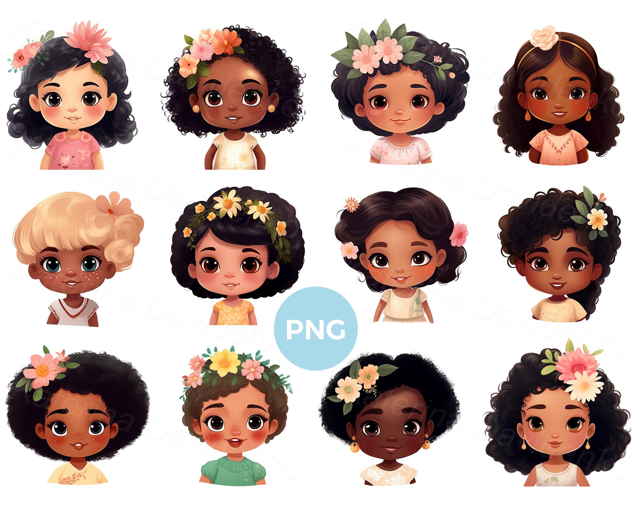 Cartoon Smiling Little Girl Faces Clipart, Collection of Kids PNG ...