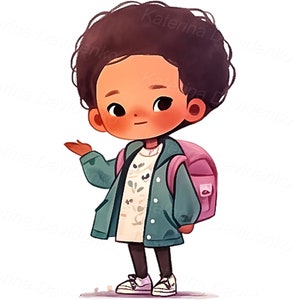 Cute Cartoon Multiethnic School Kids With Backpacks PNG Clipart Set ...