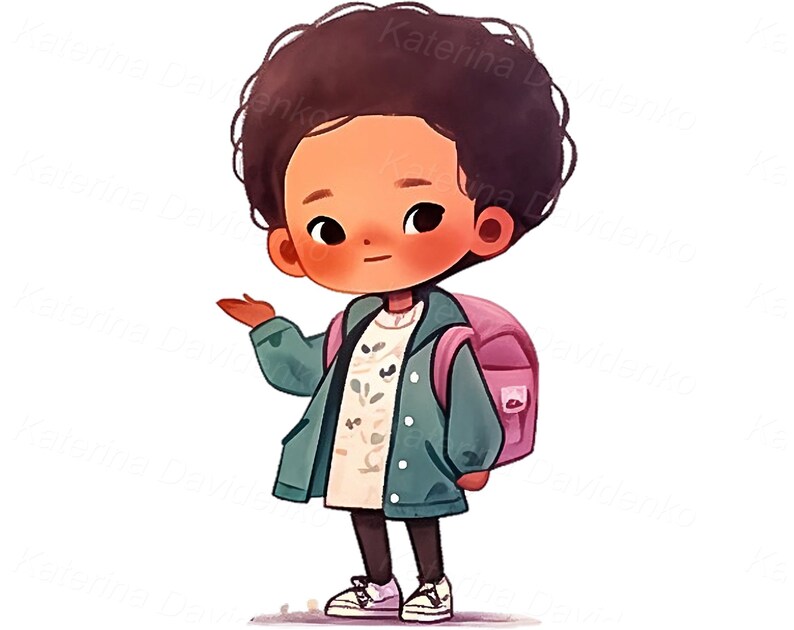 Cute Cartoon Multiethnic School Kids With Backpacks PNG Clipart Set ...