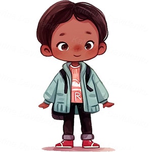 Cartoon Multiethnic School Children Clip Art, Anime Kids Characters ...