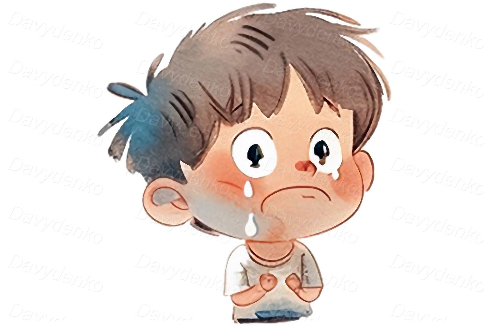 Big PNG Set of Watercolor Kids Clipart Children Face Expressions Kids ...