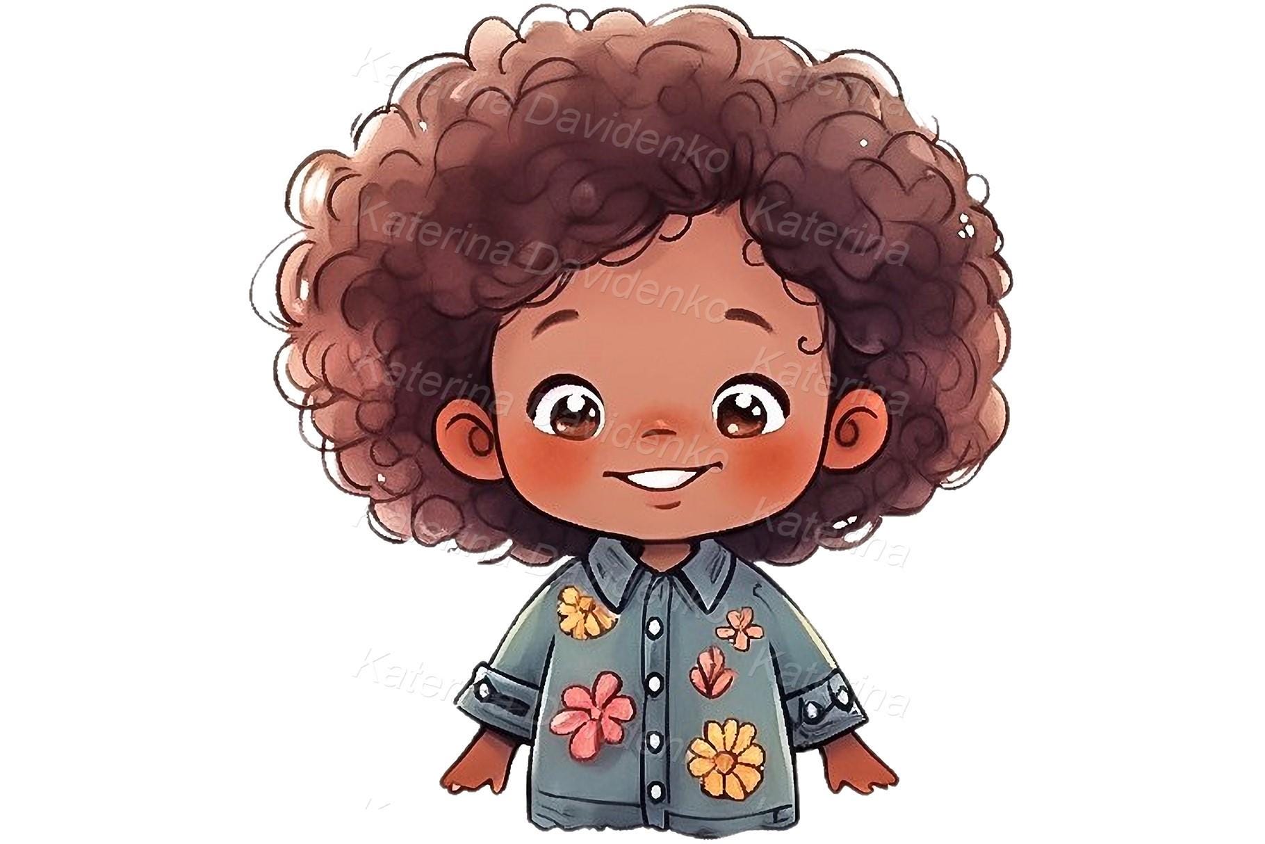Set of Happy Cartoon Kids Faces Clipart, Multinational Children PNG ...