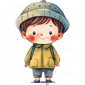 Set of Cute Cartoon Schoolkids With Backpack, Isolated Kids PNG Clipart ...
