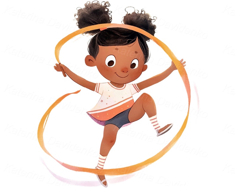 Cartoon Children Doing Different Outdoors Activities, Watercolor ...