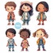 Set of Cute Standing Children, Full Height. Preschooler Cartoon Little ...