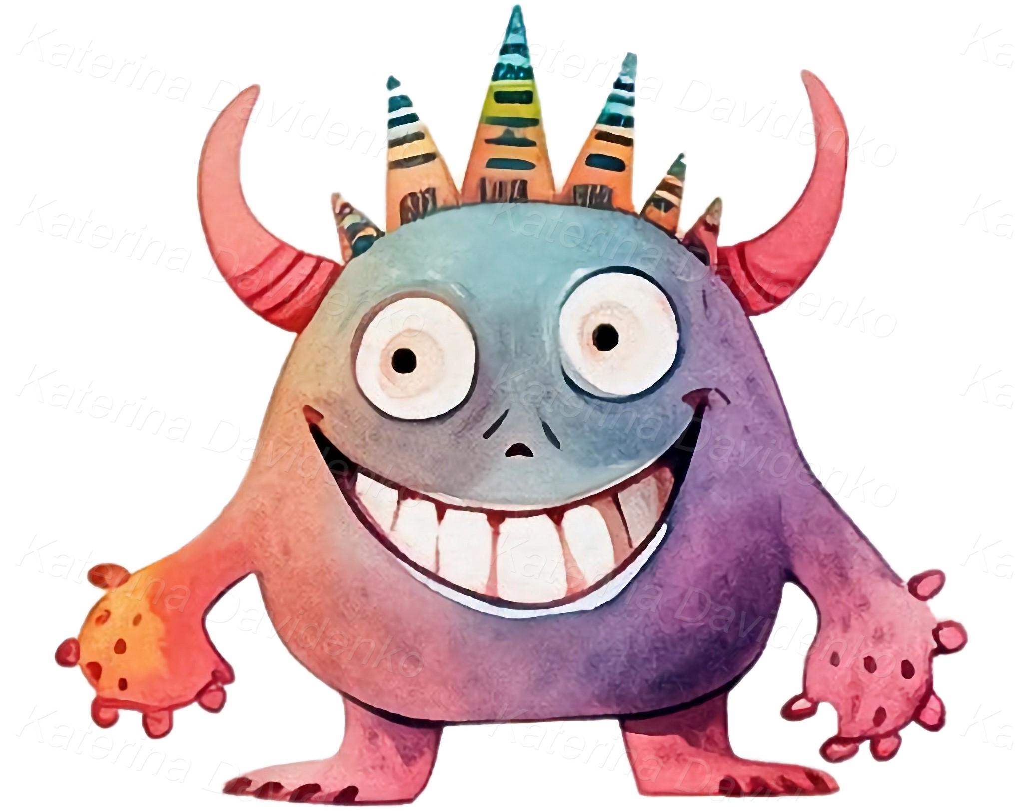 Colorful Cartoon Monsters Clipart Set. Friendly Fantasy Creatures ...