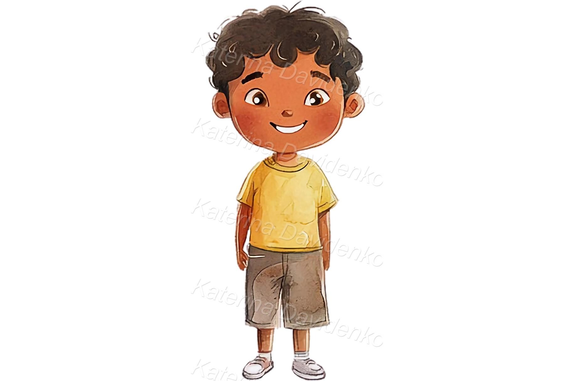 Cartoon Kids Clipart Set. Children Standing Full Height. Kids Toons ...