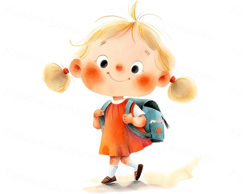 Cute School Kids PNG Clipart Set. Education Clipart. Isolated Children ...