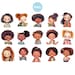 Collection of Cute Cartoon Kids Clipart PNG Set of Little Girl Faces ...