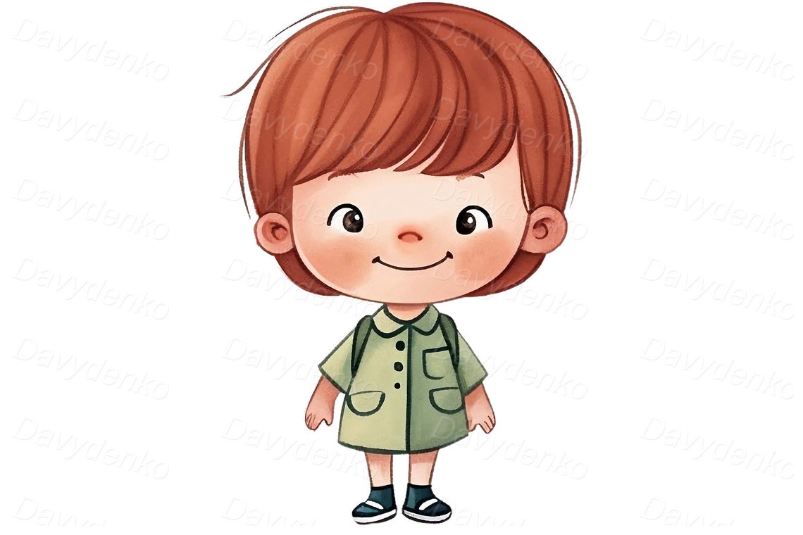 Cartoon Kindergarten Kids Clipart Set. Happy Children Clipart ...
