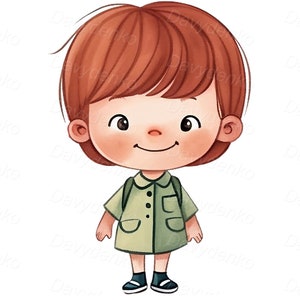 Cartoon Kindergarten Kids Clipart Set. Happy Children Clipart ...