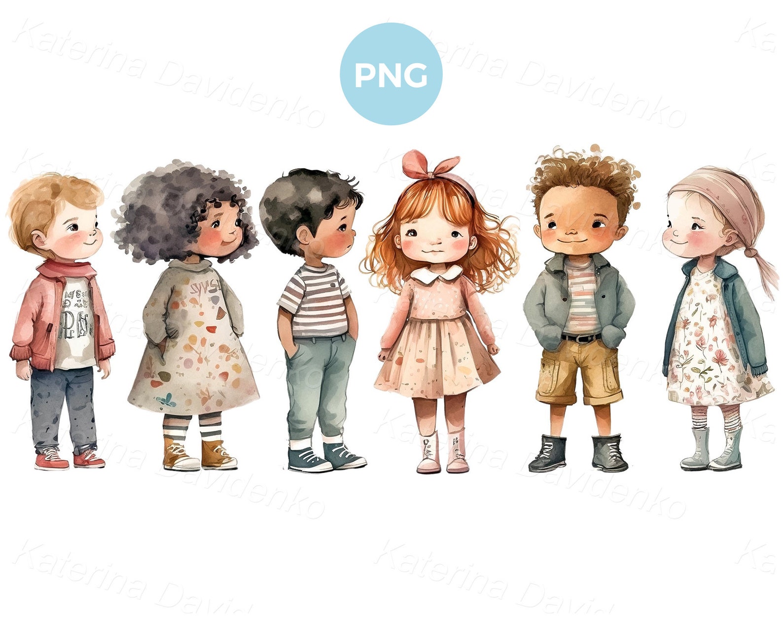 Cartoon Happy Little Kids PNG Clipart. Cute Girls and Boys - Etsy