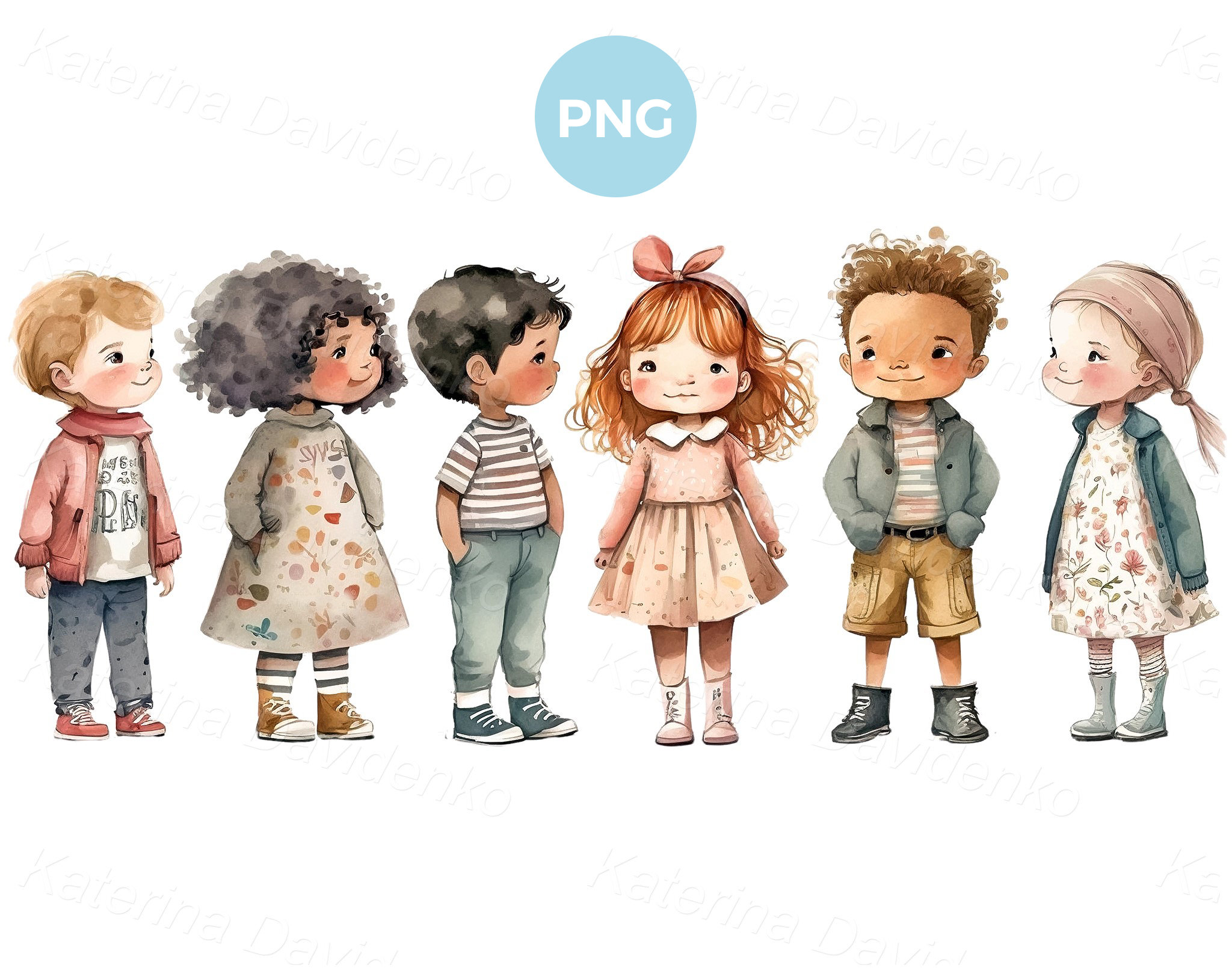 Cartoon Happy Little Kids PNG Clipart. Cute Girls and Boys - Etsy