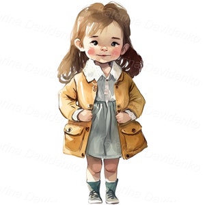 Cute Little Children PNG Clipart Set, Cartoon Boys and Girls in Autumn ...