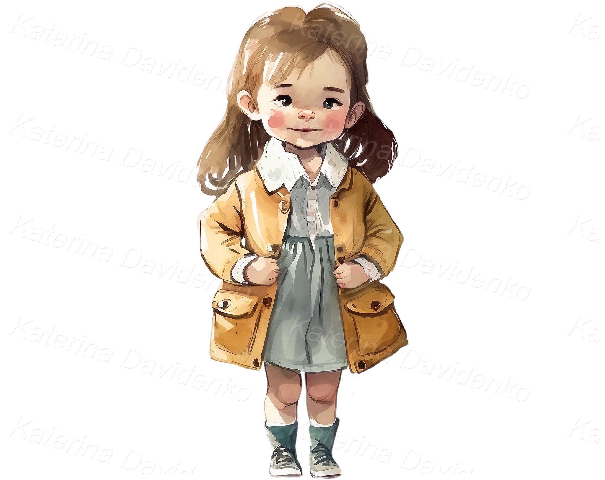Cute Little Children PNG Clipart Set, Cartoon Boys and Girls in Autumn ...