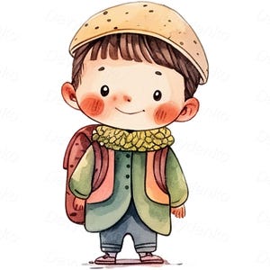 Set of Cute Cartoon Schoolkids With Backpack, Isolated Kids PNG Clipart ...