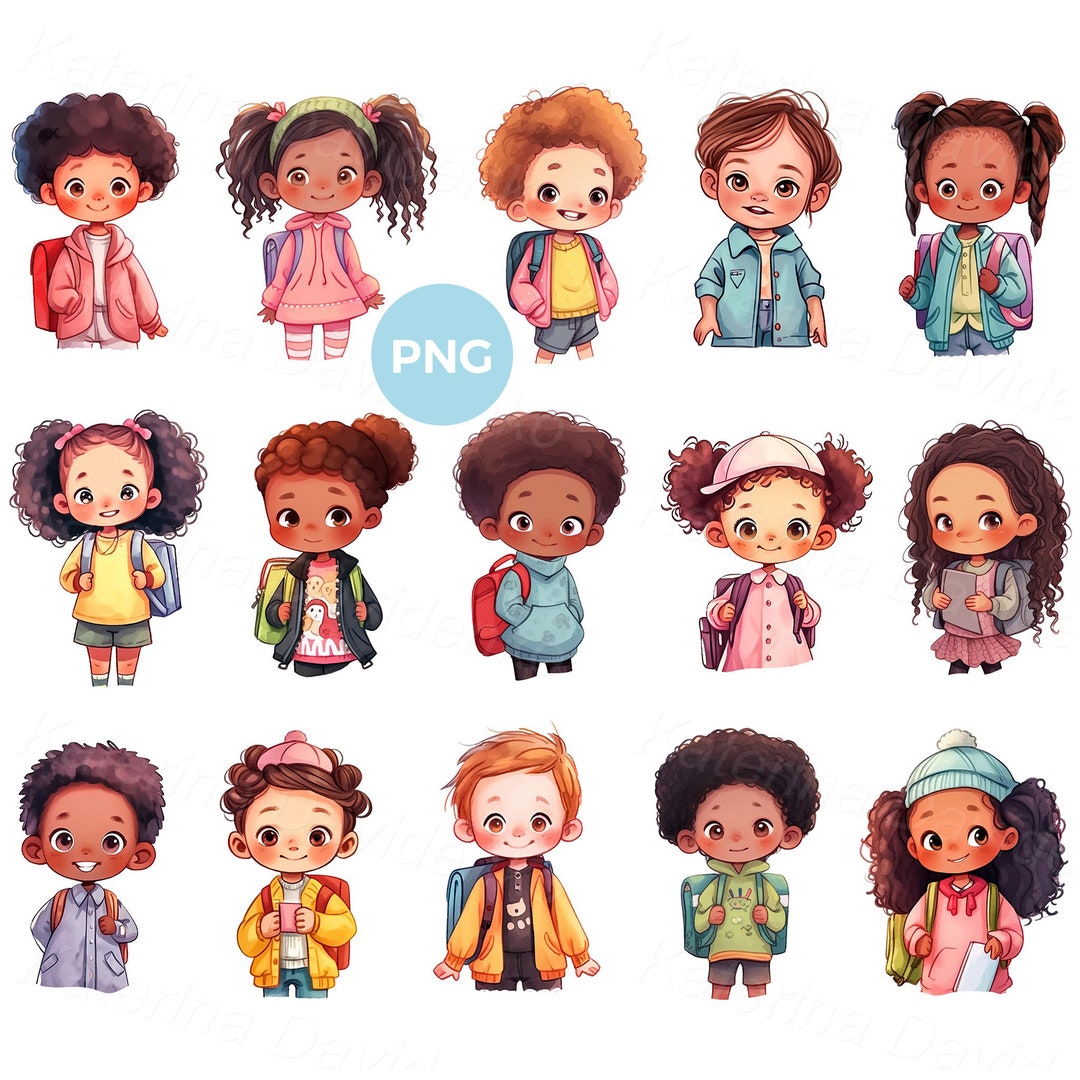 Cute Cartoon Children PNG Clipart, Isolated Portraits of School Kids ...