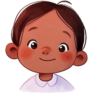 Set of Cartoon Multiethnic Children Faces Png Clipart. Smiling Kids ...