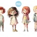 Cute Cartoon Kids With Different Hairstyles and Clothes Standing in a ...